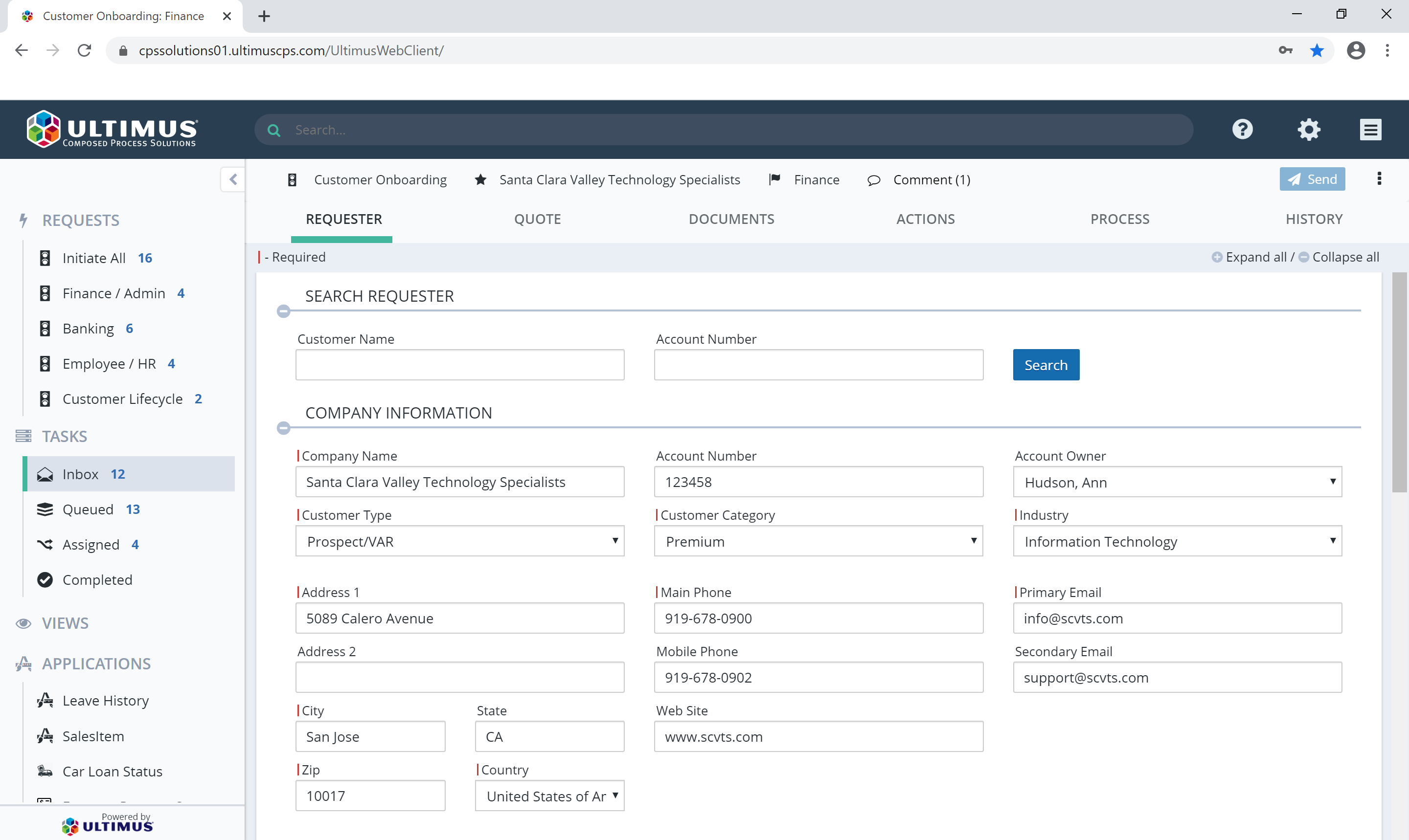 Customer Onboarding | Ultimus Solution Starter Application Customer Onboarding | Ultimus Solution Starter Application